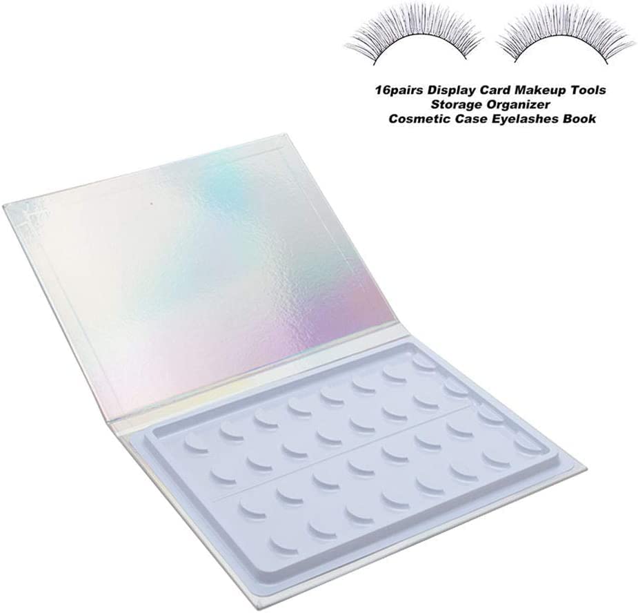 beiyoule Empty Eyelash Storage Book, Glitter Lash Sample Protective Case False Eyelash Display Box can Holds 16 Pairs False Eyelashes, Birthday or Xmas Gift for Girls Makeup Lovers (Silver)
