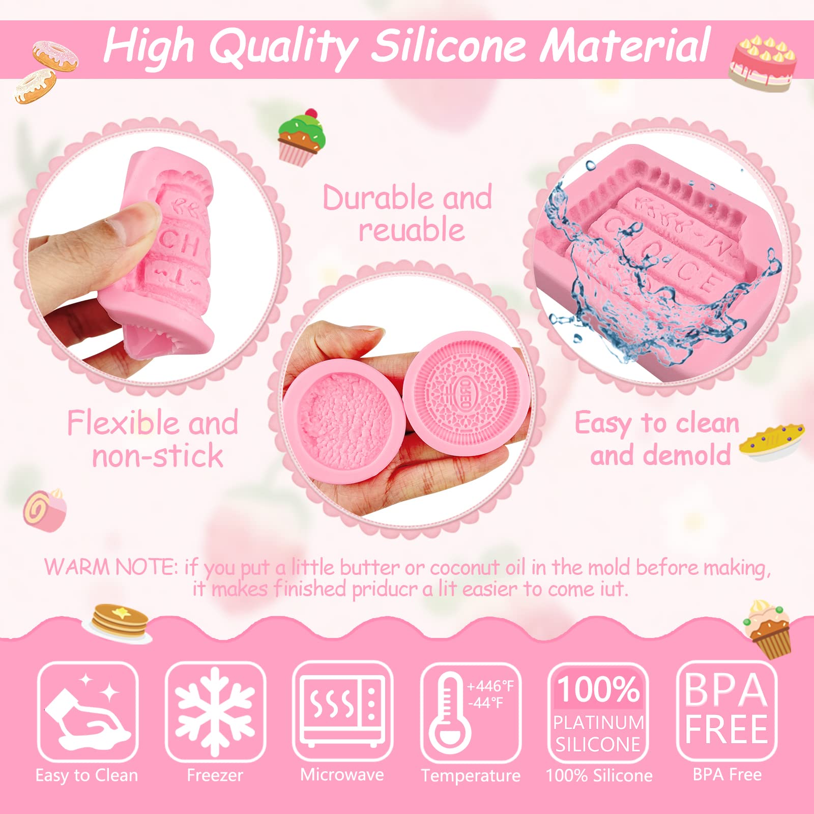 Biscuit Silicone Molds, Oreo Cookies Chocolate Candy Fondant Molds, Can Be Used for Cake Decorating, Cupcake Toppers, Cookies, Butter, Floral Paste, Dough, Plaster, Resin, Clay