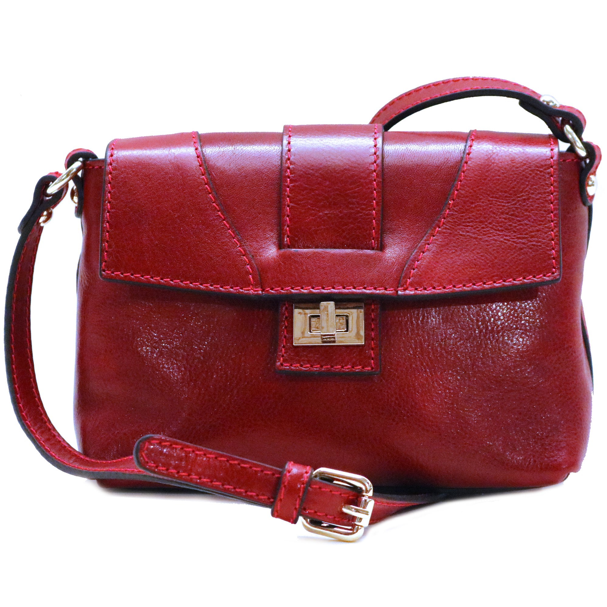 Floto Sapri Cross Body Bag in Red Leather