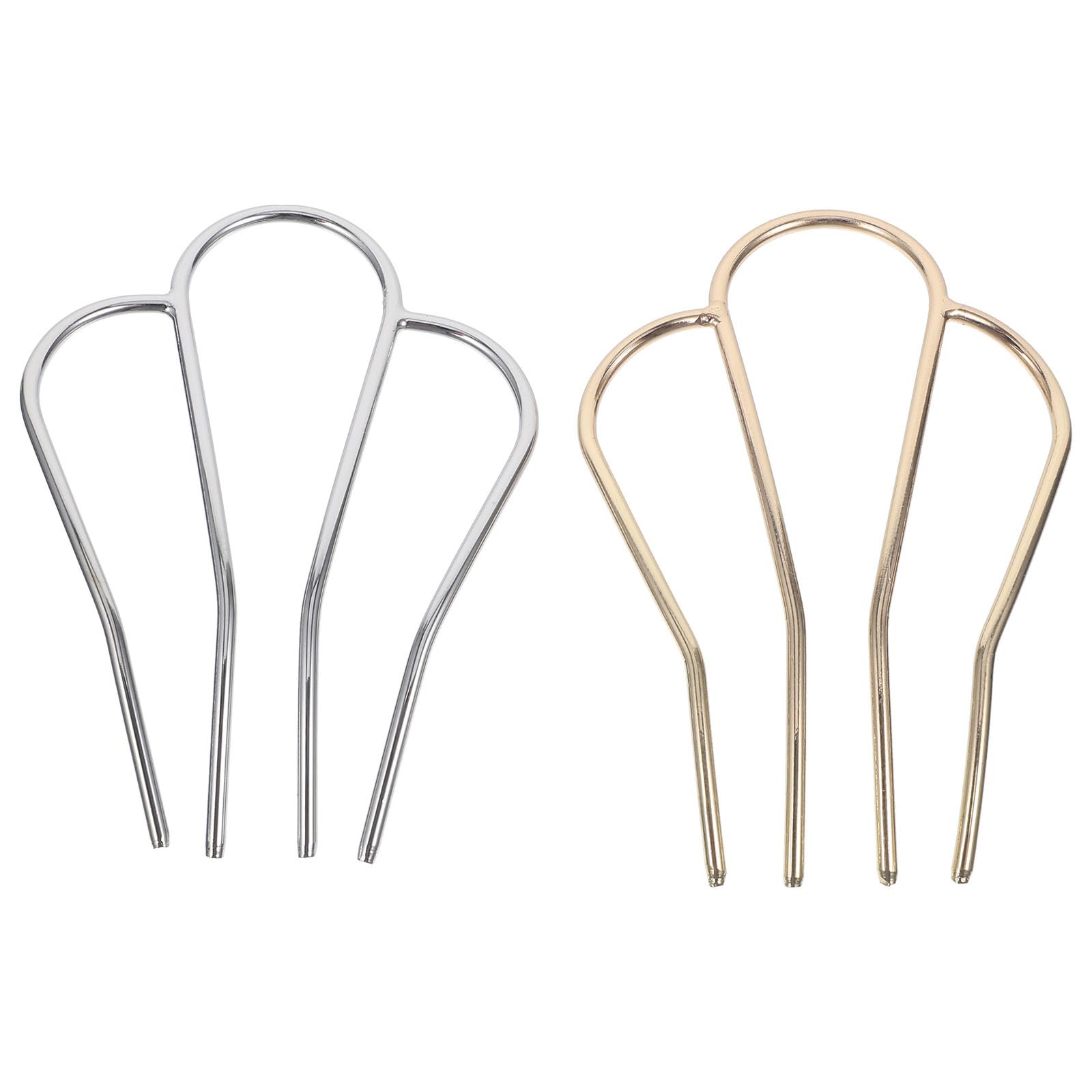 BESTOYARD 2pcs U Shaped Hair Fork Side Fork Style Hairpin 4 Prong Hair Updo Bun Hairpin Sticks Alloy Hair Clips Grips Hair Styling Accessories for Women Girls