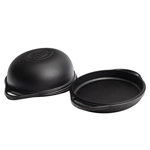 Deli&Co. Baking Pre-Seasoned Cast Iron Bread Pan Multicooker | Bake sourdough bread, grill steaks and cook stews | Seasoned with canola oil with a smooth surface finish