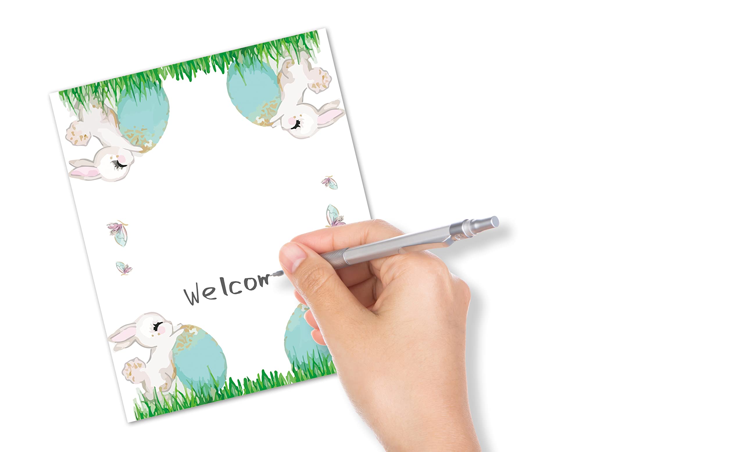 Table Place Card, Easter Tent Style Cards, Pack of 25 Half-Fold Reception Place Card, Cute Easter Egg Bunny, Easter Table Decor for Spring Wedding, Baby Shower, Dinner Party(F15)