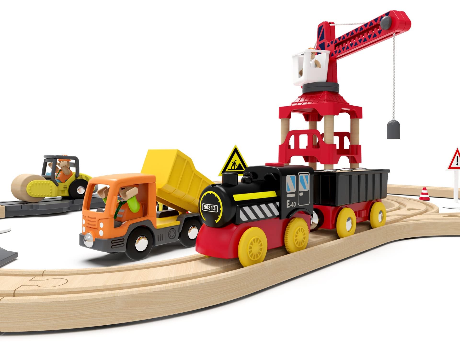 Battery Operated Locomotive Train, Magnetic Train Toy for Wooden Tracks, Motorized Train Compatible with Thomas, Brio, Chuggington, Melissa & Doug