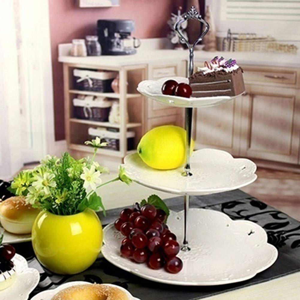 Bluelanss Tiered Tray Hardware for Cake Stand Cake Plate Crown 3 Tier Cake Stand Fittings Hardware Holder for Wedding Party Cupcake Dessert Platter Serving Stand Decoration Pink