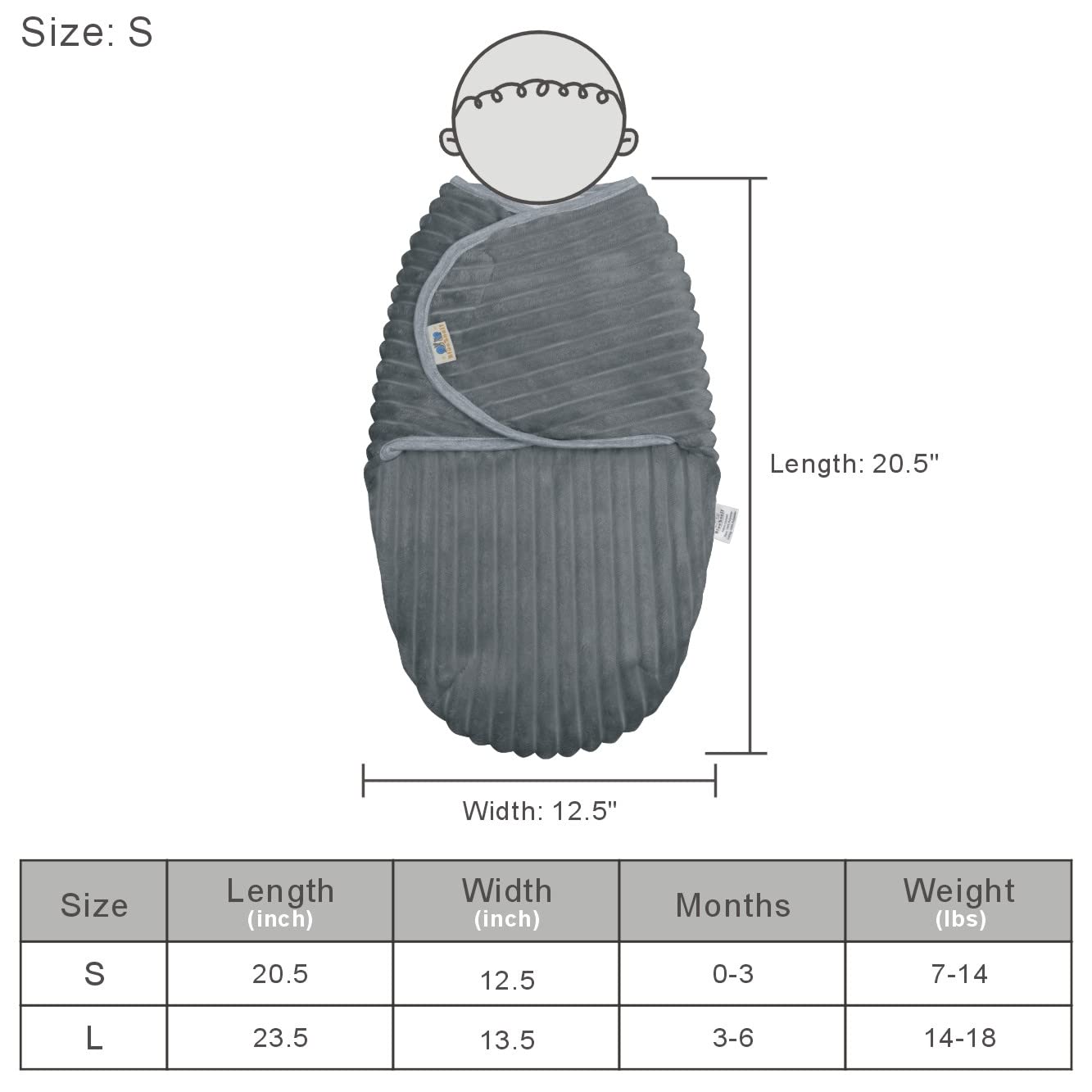 BlueSnail Newborn Baby Swaddle, Easy Wrap Receiving Blanket, Newborn Essentials Must Have (S,0-3 Months, Gray)