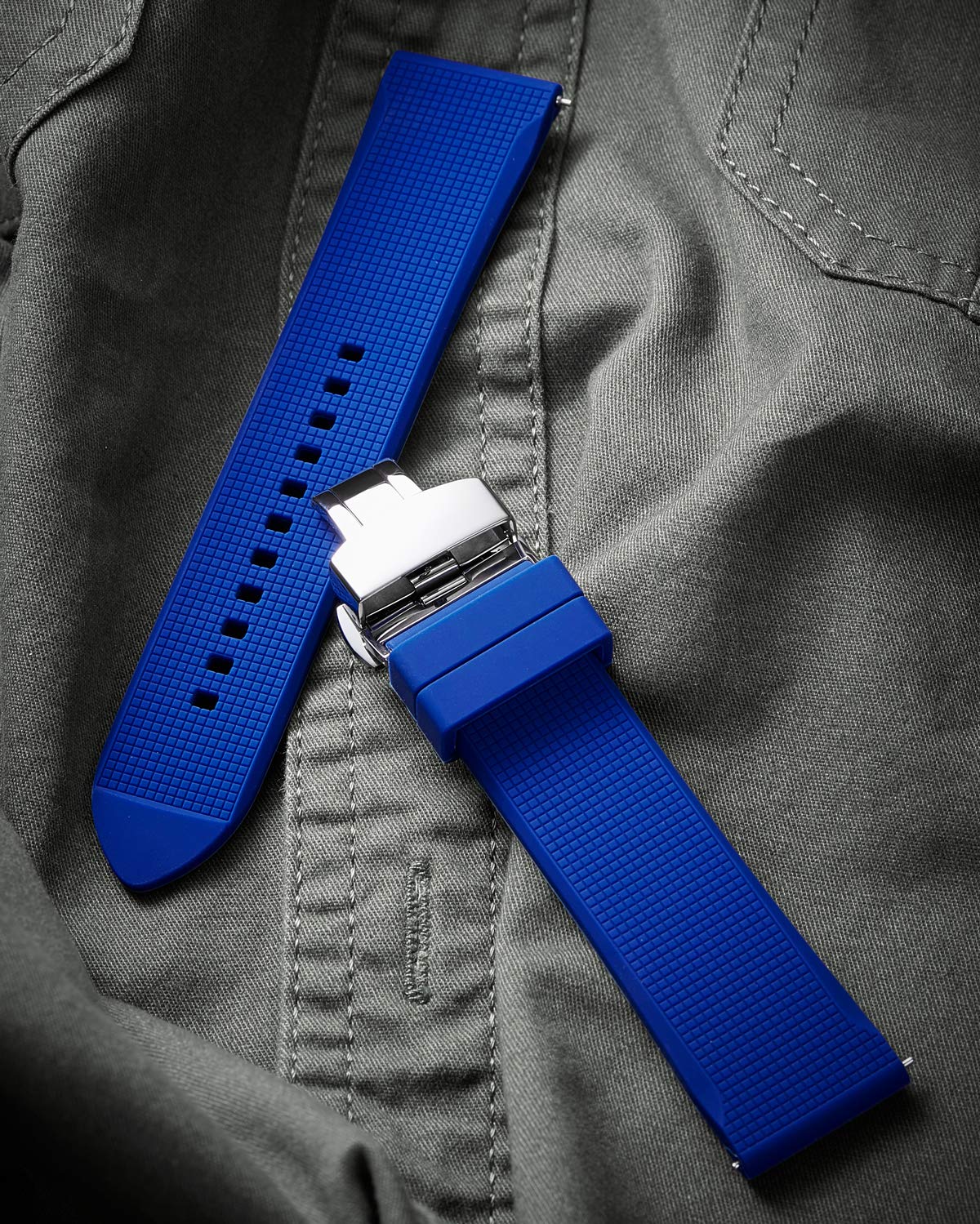 BINLUN Silicone Watch Band Quick Release Rubber Watch Straps Replacement Smartwatch Bands for Men and Women (21MM, Blue)