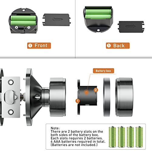 Signstek Keyless Entry Door Lock,Door Knob with Keypad,Smart Code Door Lock,Mute Mode,Passage Function, Easy to Install,Satin Nickel
