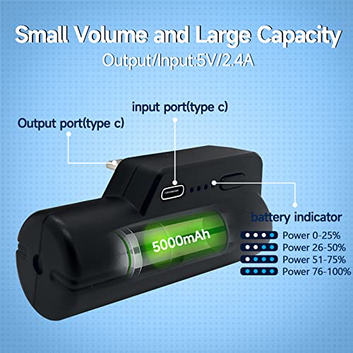 Battery Pack for Oculus Quest 2, Lightweight Portable Power Bank Accessories, Mini Charging Capsule, Fast Charging VR Extended Battery Pack 5000mAh , Extra 2+ Hours Playtime (Black)