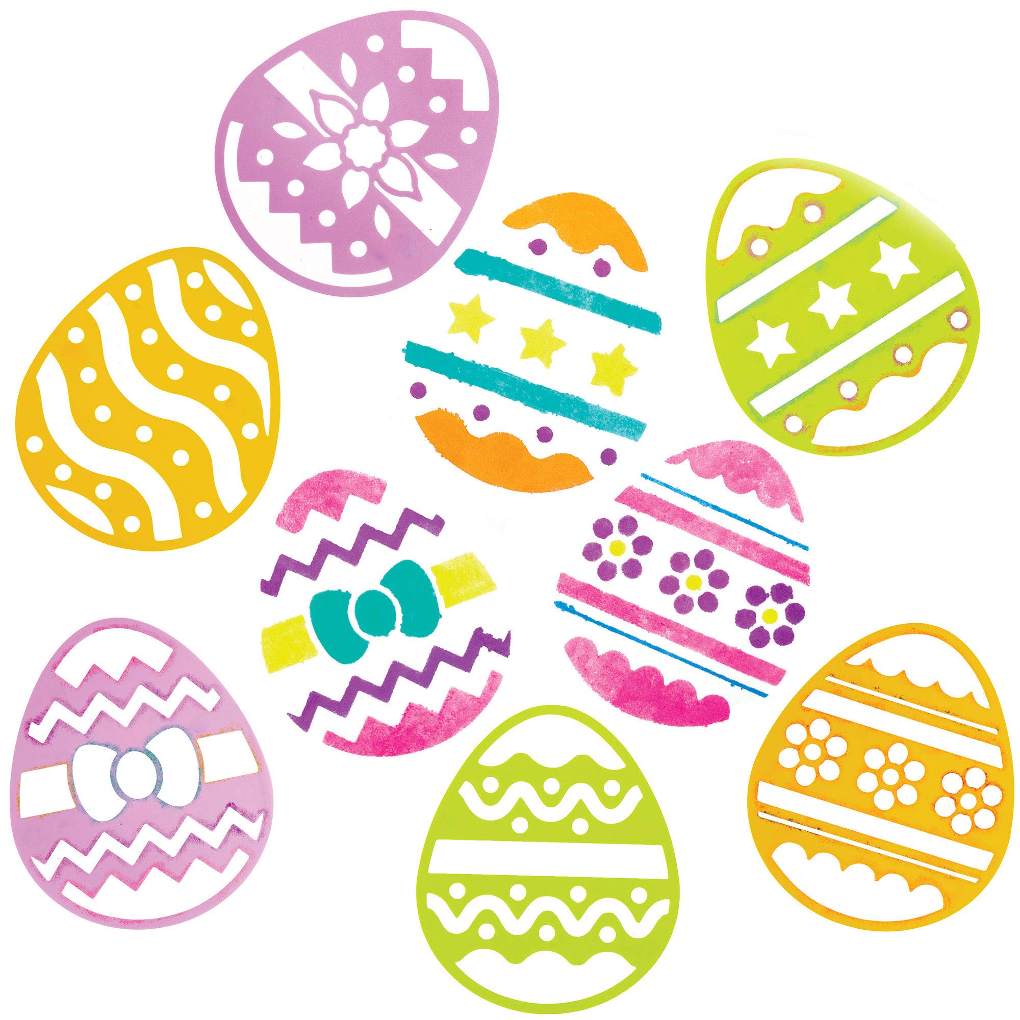 Baker Ross AT441 Easter Egg Stencils - Pack of 6, Creative Easter Art and Craft Supplies for Kids to Make and Decorate