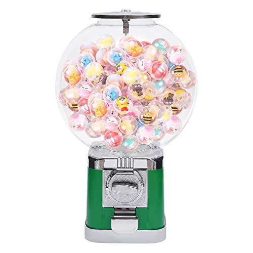 Gdrasuya10 Vending Machine, 18.11" Big Bubble Gumball Machine Lockable Candy Gumball Dispenser Machine Large Capacity Toy Vending Machine for 1.26inch Ball or Candy, Green