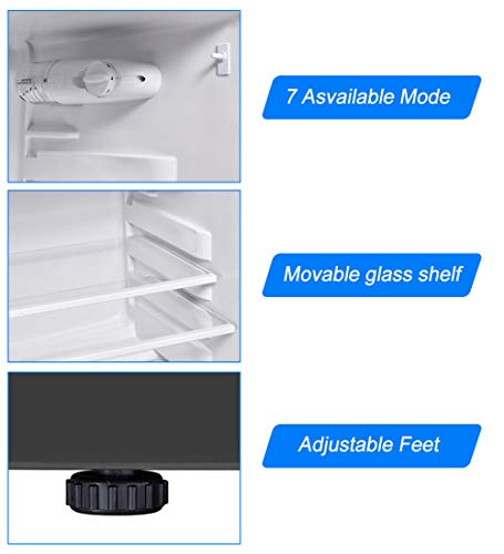 Safeplus Compact Refrigerator, 3.4 cu ft. Unit Cold-rolled Sheet Mini Refrigerator with freezer, Dorm fridge with Adjustable Removable Shelves,Black