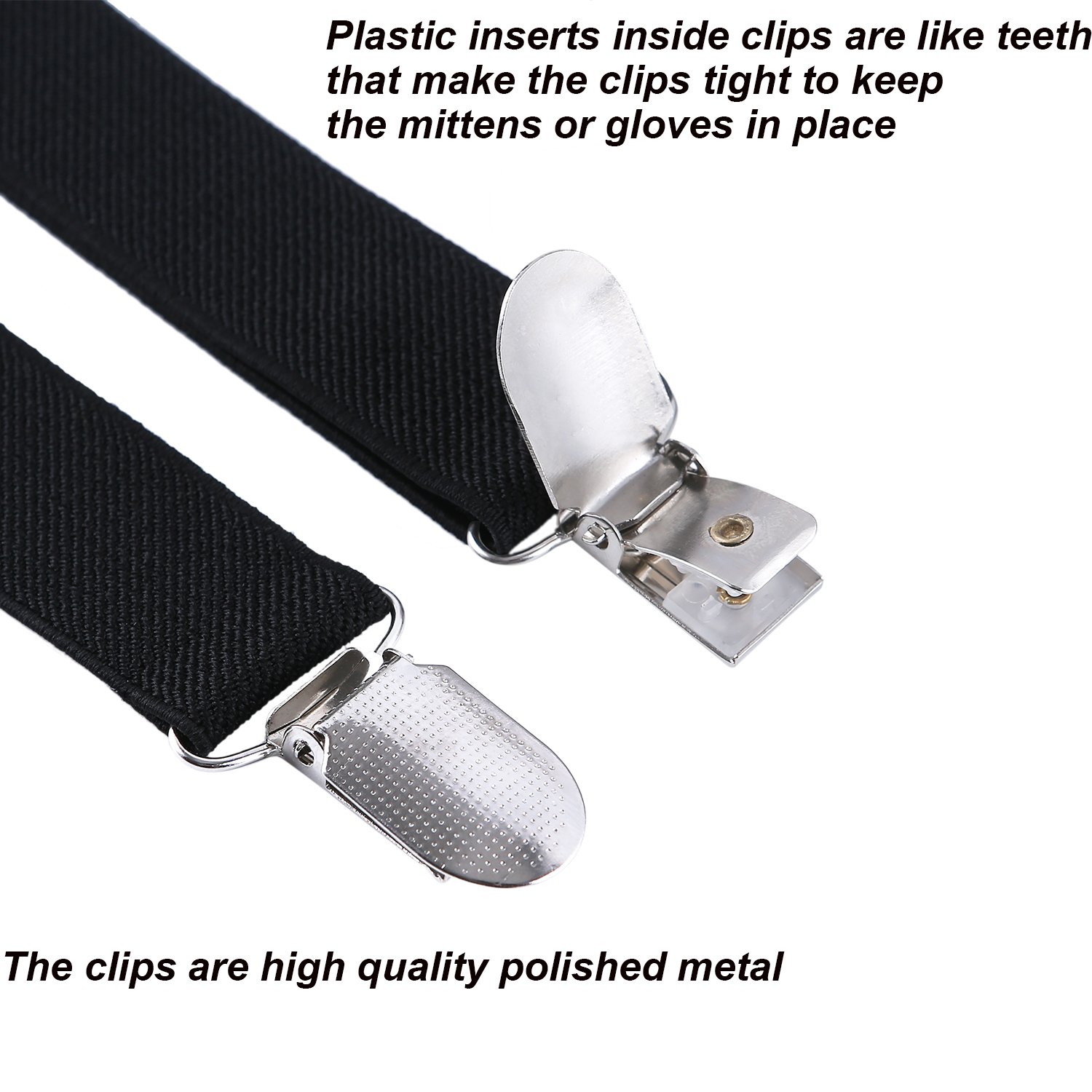 Resinta 2 Pack Mitten Clips Adjustable Kids Gloves Mitten Clips, Black, 24-48 Inches (black)