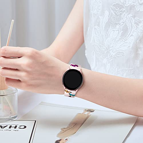 GEAK Transparent Band Compatible for Samsung Watch 4 Bands/Galaxy Watch 5 Band 40mm/ Galaxy Active 2 Watch Bands,20mm Soft Pattern Printed Fadeless Strap for Galaxy Watch 3 41mm Women Butterfly