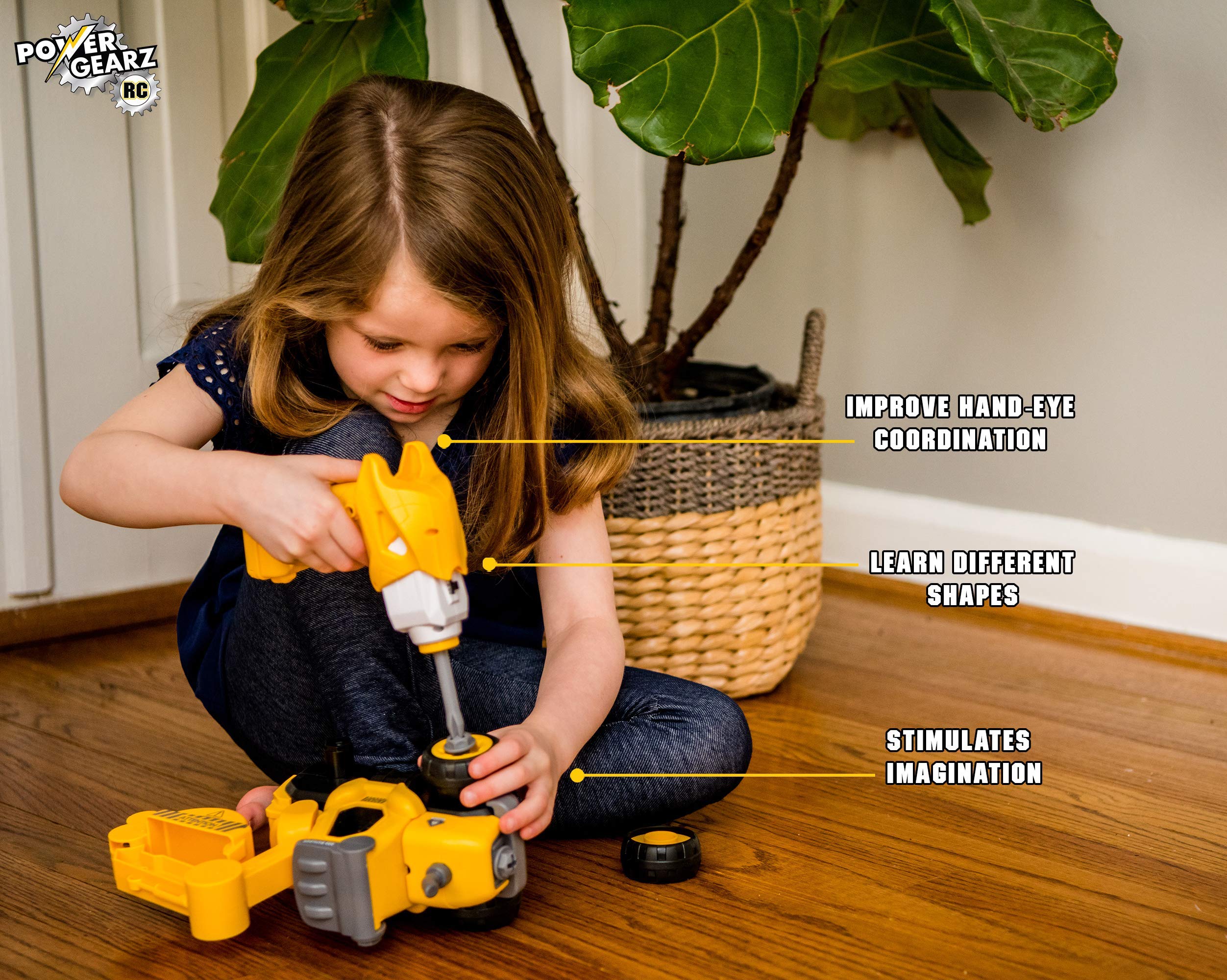 Flybar Remote Control Take Apart Dump Truck – Take Apart Toys with Electric Drill - DIY Assembly with Realistic Sounds, Age 3 and Up – by Power Gearz