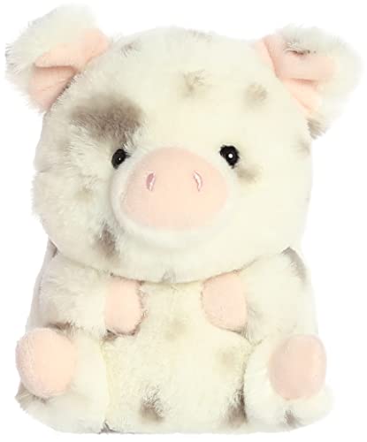 AuroraŽ Round Rolly Pet⢠Periwinkle Pig⢠Stuffed Animal - Adorable Companions - On-The-Go Fun - White 5 Inches