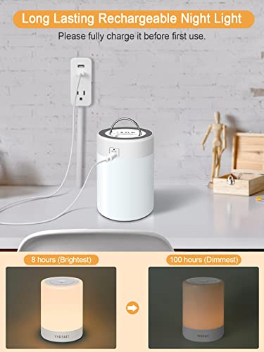 YYDSKIT Nursery Night Light for Kids Color Changing Rechargeable Touch Lamp for Newborn Baby Nursery Lamp Lasting Up to 100Hours Bedside Nightlight