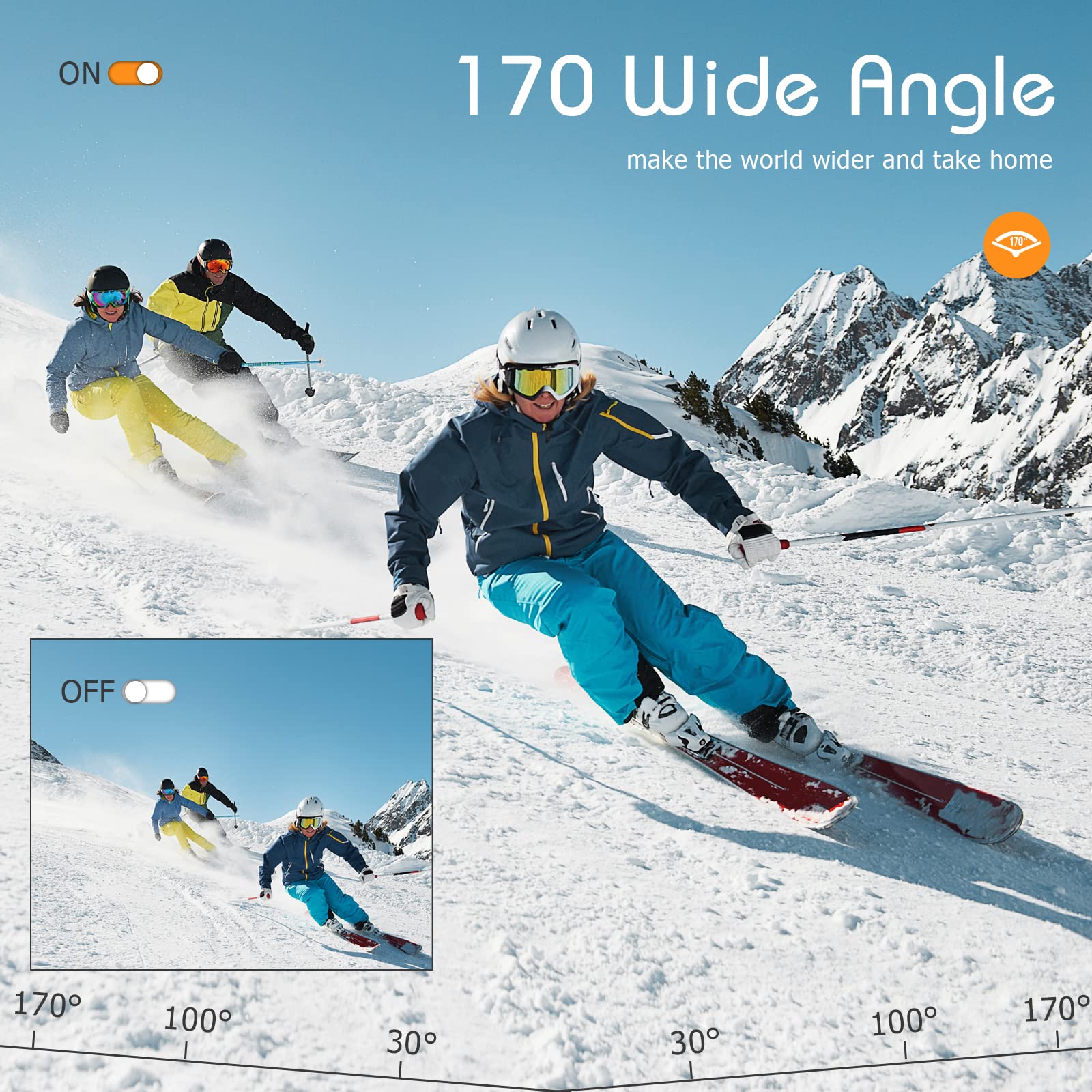 BIOCHE 4K60FPS WiFi Dual Screen Action Camera 20MP with Touch Screen,EIS,170 Angle Wide,30m Waterproof with 4X Zoom,Remote Control Sports Camera with 2 Batteris and Accessories Kit