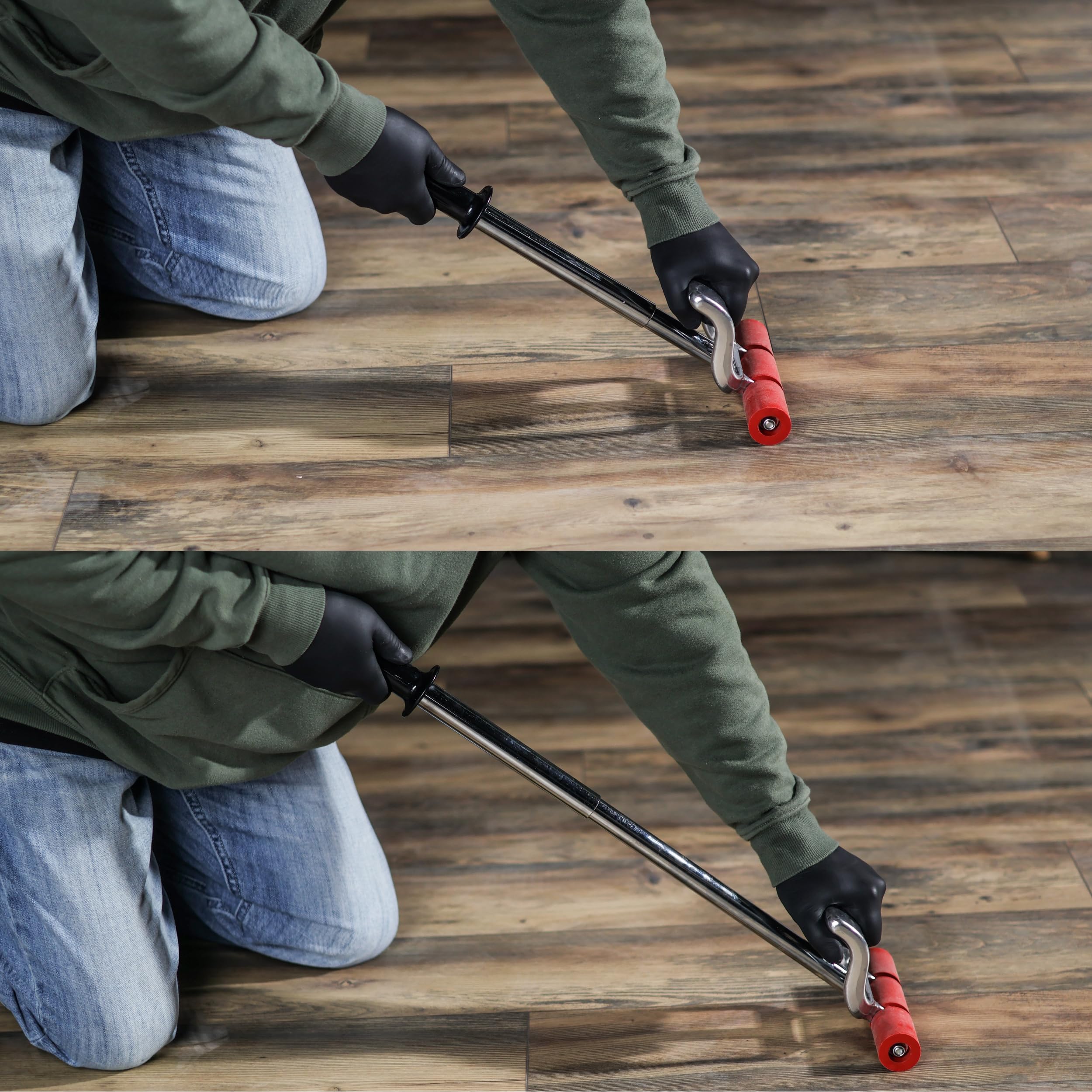 DCT Heavy-Duty Flooring Seam Press Roller, Extendable from 17in to 27in β Laminate, Vinyl, Carpet, Tile, Linoleum Floor