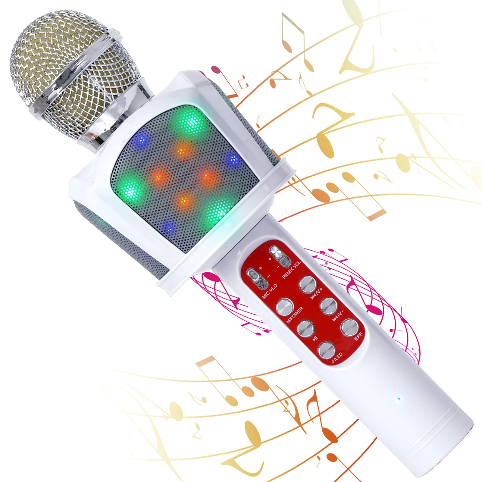fbamz Kids Karaoke Microphone Machines Toy for 3-12 Year Girls Boys, 5 in 1 Wireless Microphone Bluetooth with LED Lights, Portable Handheld Mic Christmas Birthday Gifts for 5 6 7 8 9 10 11 Year Teens