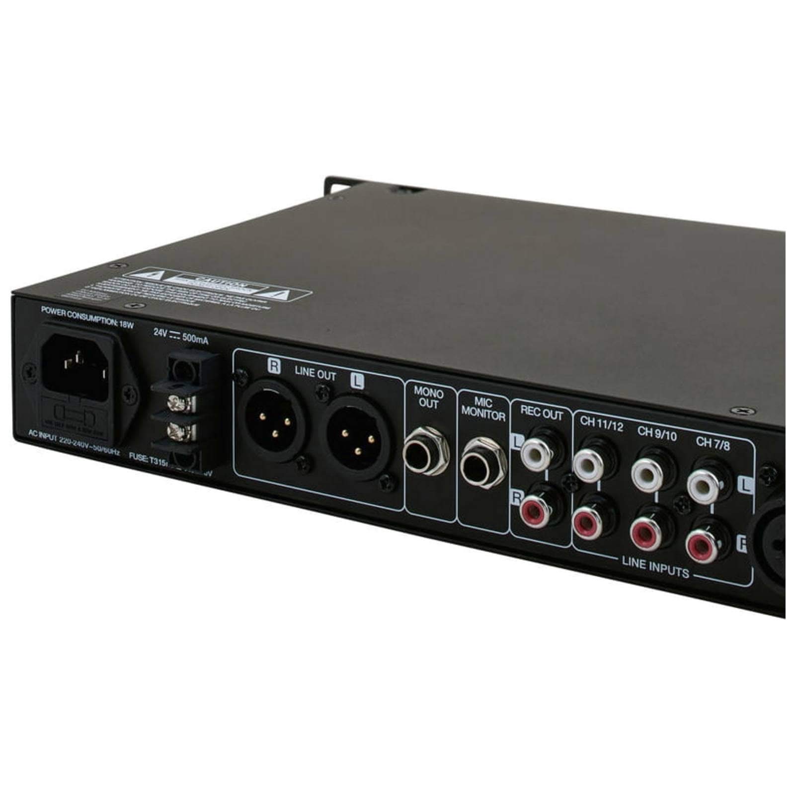 Denon DN-312X Professional 12-Channel Line Mixer with Priority; 6 HDHQ Combination Inputs with MIC, Phantom and Line Selector Switches; 6 Mono (3 stereo) RCA Inputs, 1U Rack Mountable
