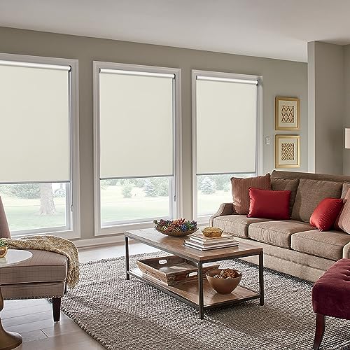 Blackout Roller Window Shades,Indoor Window Roller Shades with Thermal Insulated,Waterproof and UV Resistant,Roll Down Blackout Shades for Home and Office,Easy to Install(Beige,58" Wx72 H)