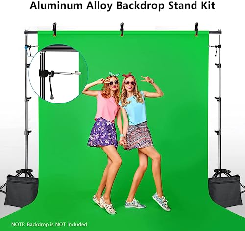Backdrop Stand 8.5x10ft, ZBWW Photo Video Studio Adjustable Backdrop Stand for Parties, Wedding, Photography, Advertising Display with 12 pcs Balloons