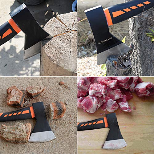 Chopping Axe, 15β Camping Outdoor Hatchet for Wood Splitting and Kindling, Forged Carbon Steel Heat Treated Hand Maul Tool