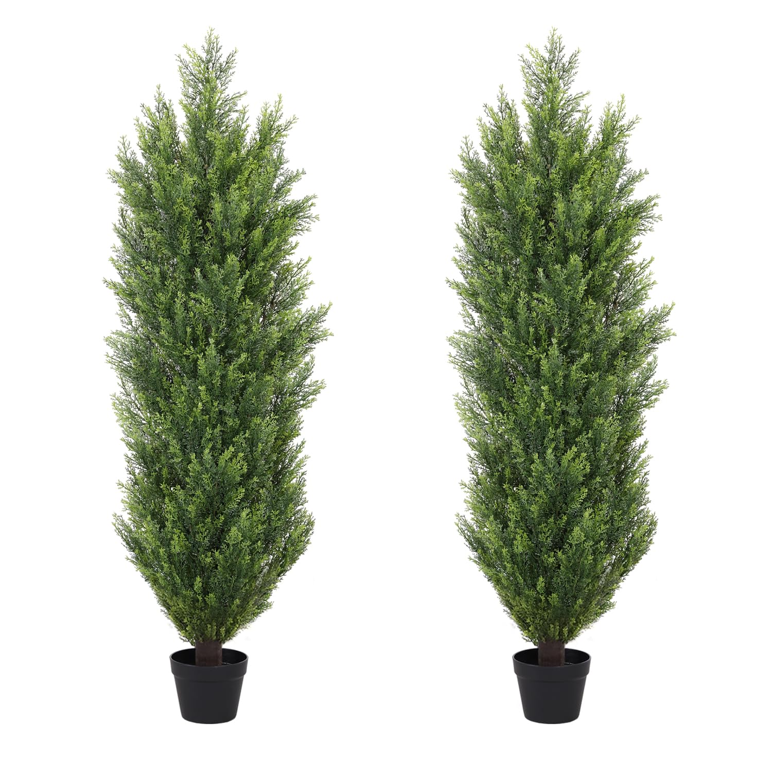 I.C.ELAINE 4 Foot Cedar Pine Topiary Trees Artificial Outdoor Set of 2 Pack, 4ft Fake Evergreen Plants UV Resistant, Faux Cypress Bushes and Shrubs for Front Door Porch Patio Planter Decor 48 Inch