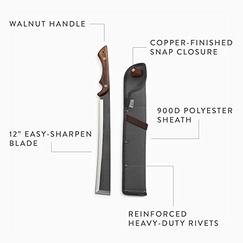 Barebones Japanese NATA Tool - Machete Perfect for Chopping, Splitting & Cutting - Stainless Steel Hunting Machete - Hardwood Walnut Handle - Stainless Steel Blade (Updated Version)