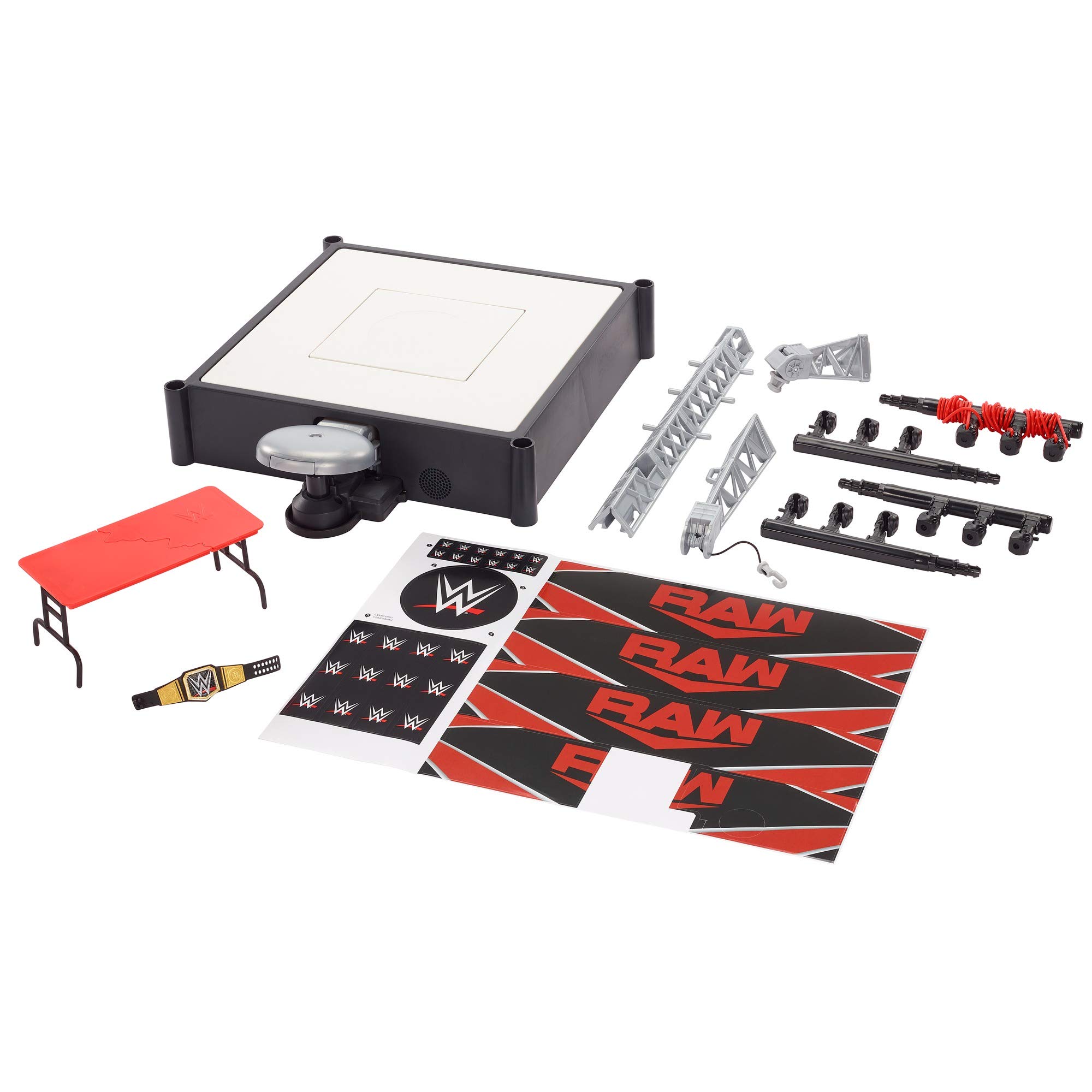 Mattel WWE Wrekkin' Kickout Ring Playset with Accessories & 2 Play Modes, Includes Launcher, Crane, WWE Championship & More, 13-inch x 20-inch