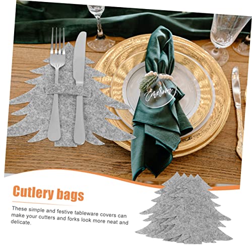 BESTOYARD 8pcs Christmas Tree Cutlery Set Cutlery Bag for Christmas Silverware Holder Bag Christmas Silverware Holder Dining Table Cutlery Bag Non-woven Fabric and Fork Desktop