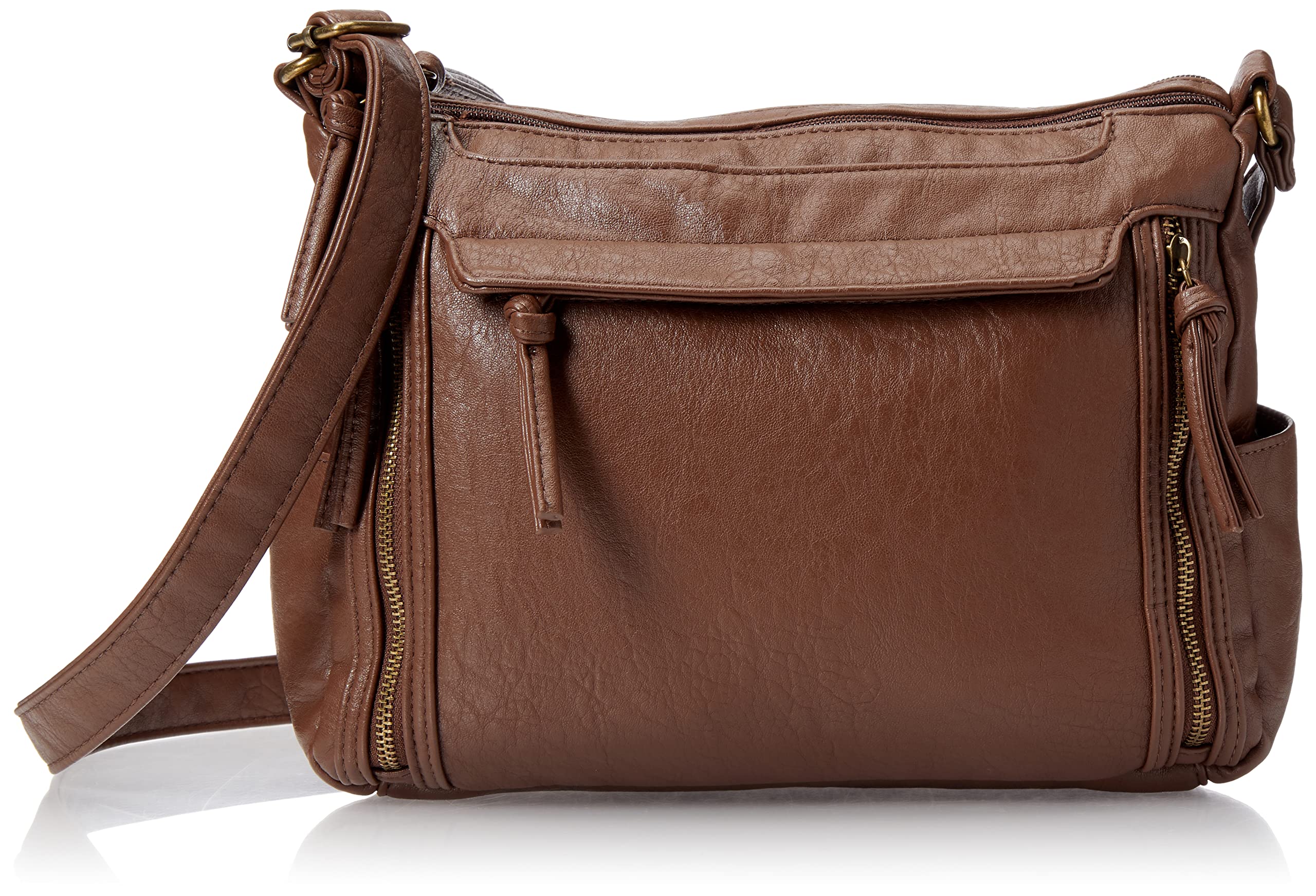 Bueno of California Smooth Faux Leather Shoulder, Brown