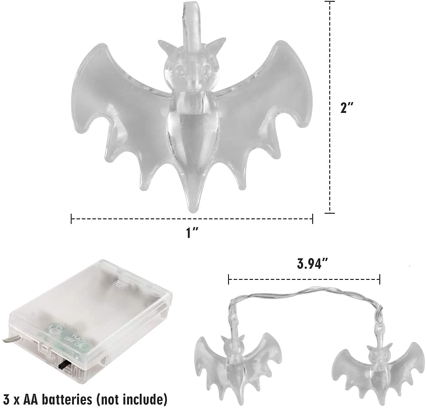 Ausein Halloween Decoration Bat String Lights, 2 Pcak Battery Operated Halloween Light, 9.8ft Total 40 LED Outdoor Decorative Lights for Halloween Christmas Decoration (Purple Light)