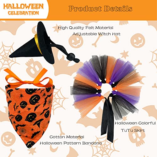 CooShou 3Pcs Guinea Pig Halloween Costume Small Animals Witch Hat Halloween Bandana Triangle Scarf for Guinea Pig Chinchilla