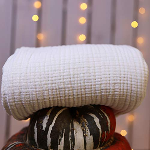 Muslin Blankets, Baby Toddler Quilt, 4 Layers, 100% Cotton Stroller Blanket, Hypoallergenic, Super-Soft, Breathable and Lightweight Swaddle, Nursery & Crib Blanket, Large (47 X 35 inch) (Vanilla Ice)