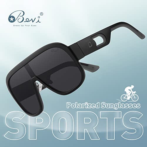 Bevi Sunglasses Polarized UV Protection with Flexible Lightweight Frame Shield Sunglasses for Men Women 2738C2