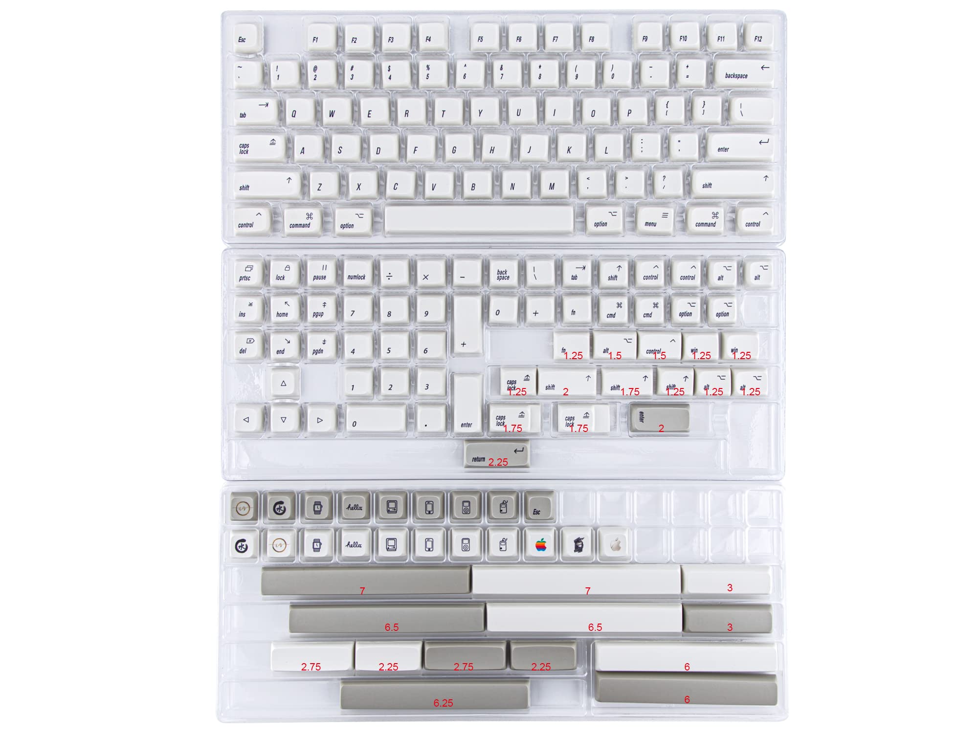 BowJian Custom Keycaps 165 Keys XDA Profile Multiple Combination Keycaps, PBT Dye Sublimation Keycaps Kit, ANSI Layout, Compatible with 60%, 75%, 80%, 100% Gaming Keyboard (iOS Style)
