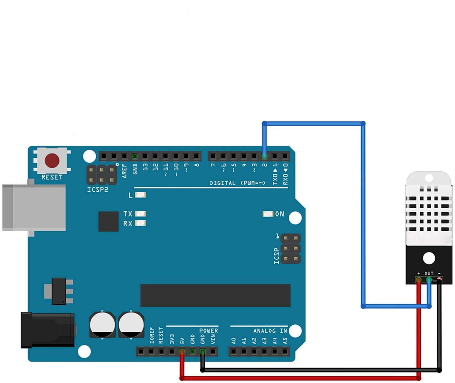 ICQUANZX 5PCS DHT22/AM2302 Digital Temperature and Humidity Sensor Module Temp Humidity Monitor 3Pins Module with Cable