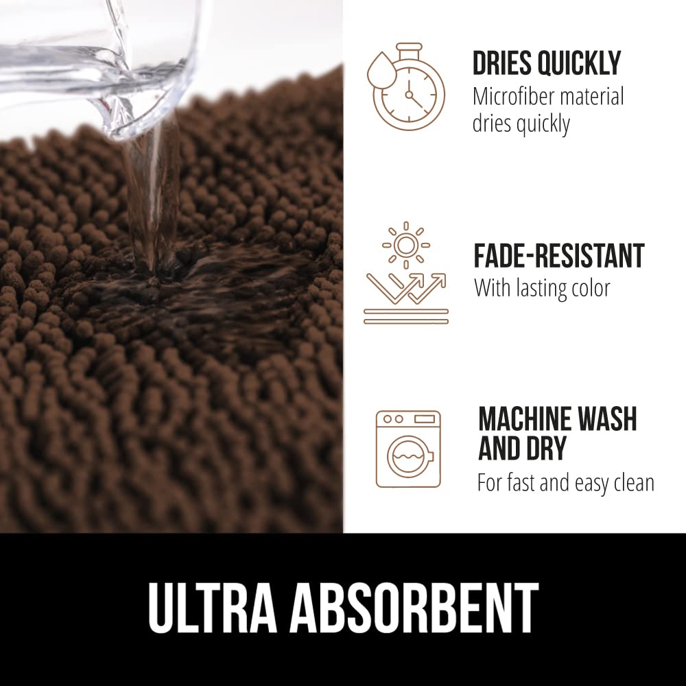 Gorilla Grip Bathroom Rug Sets, Soft Chenille 2 Piece Area Rugs Set, Toilet Base Mat and 30"x20" Carpet, Absorbent Microfiber Washable Mats Dry Quickly, Home Décor and Bath Room Accessories, Caramel