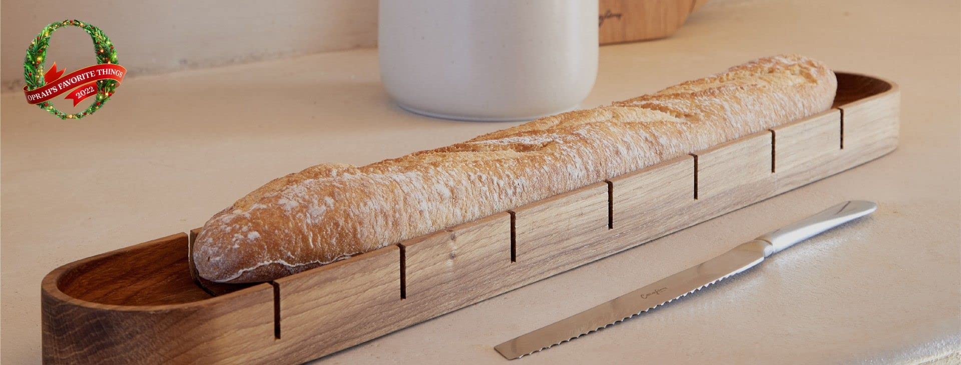 Casafina, Pacifica collection, Tableware Cutlery, Gift oak baguette cutting board with bread knife