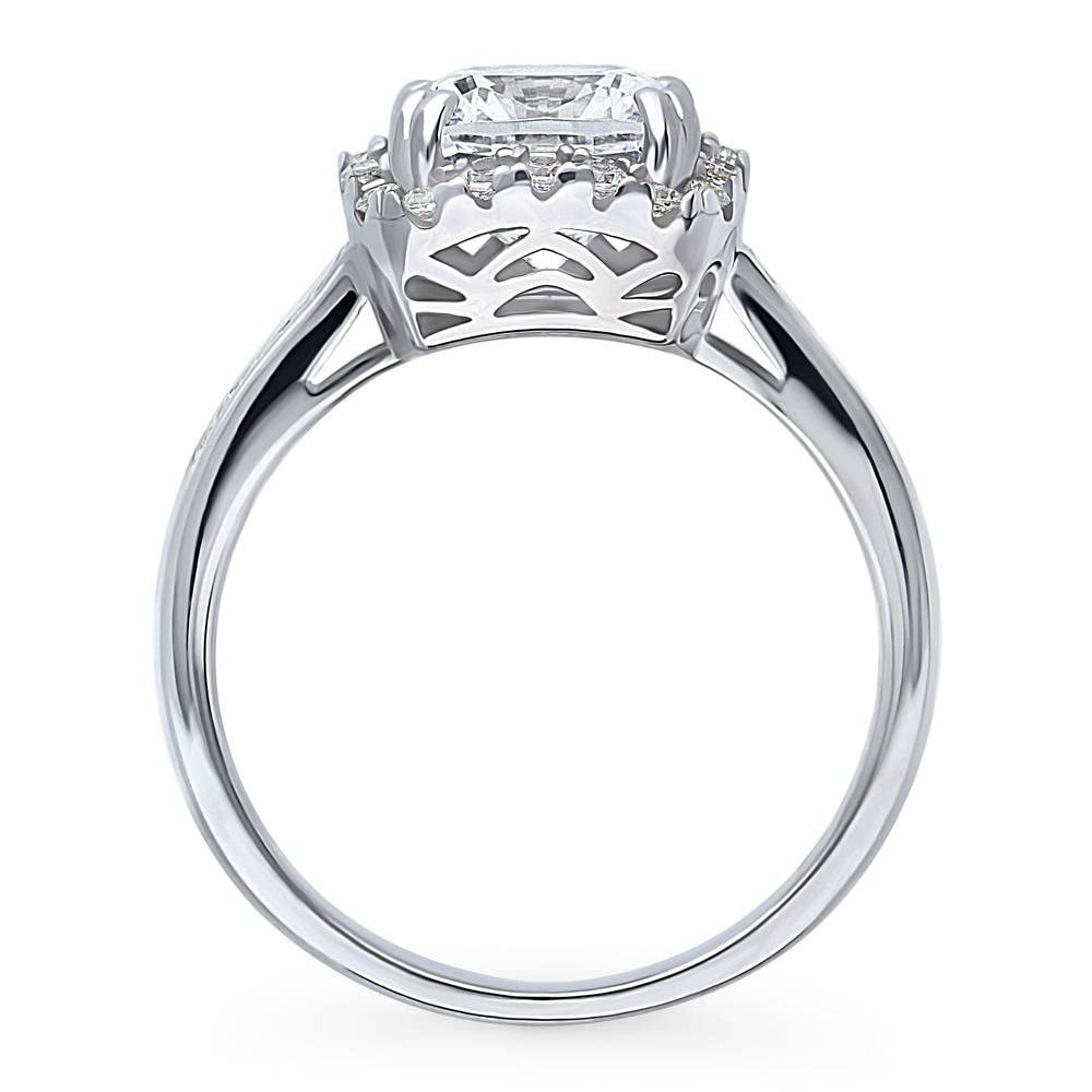 BERRICLE Sterling Silver Halo Wedding Engagement Rings Cushion Cut Cubic Zirconia CZ Ring for Women, Rhodium Plated Size 8