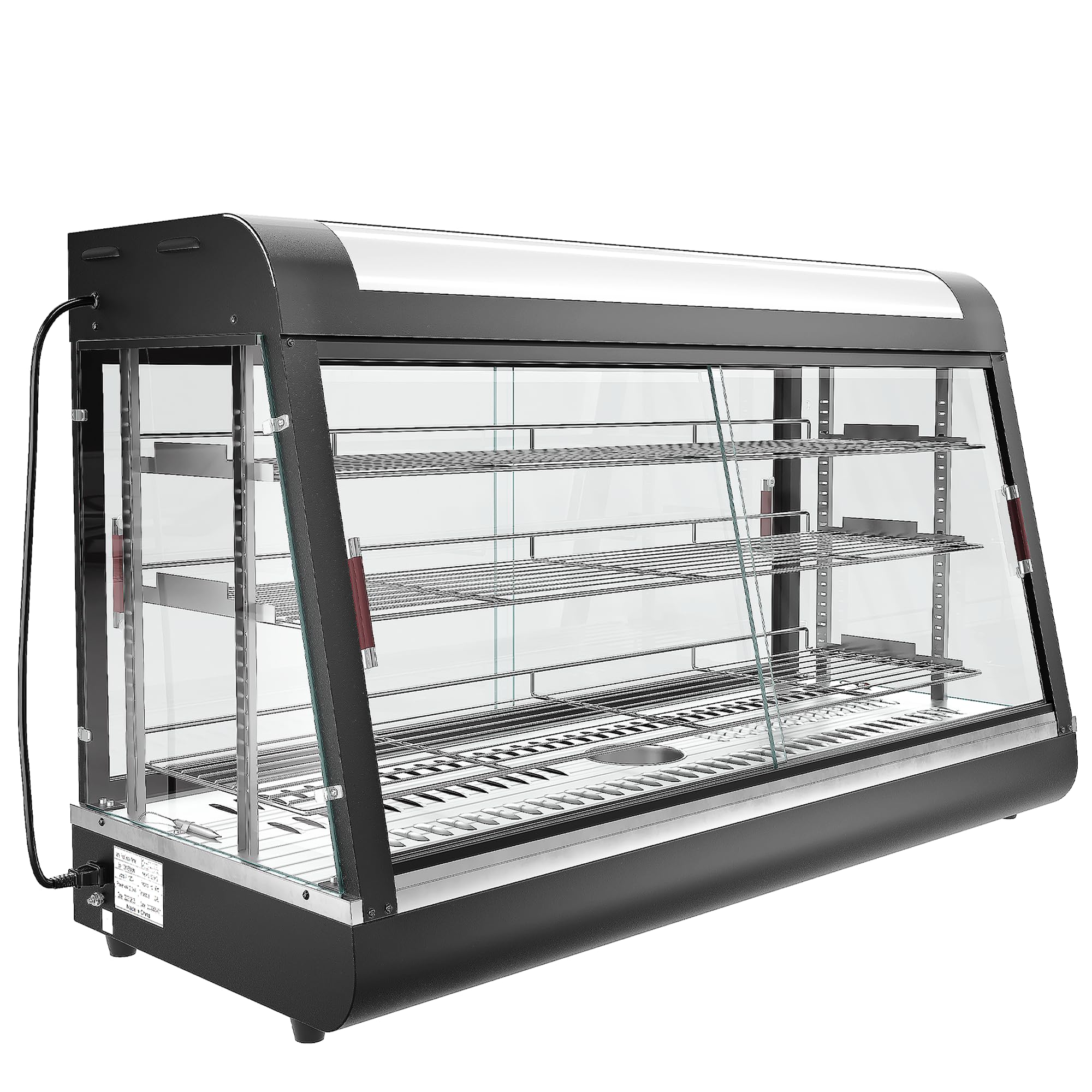 Countertop Food Warmer,48" Three Tier Commercial Warmers for Food Display, Glass case, with LED Lighting Removable Shelves Pastry for Buffet Restaurant