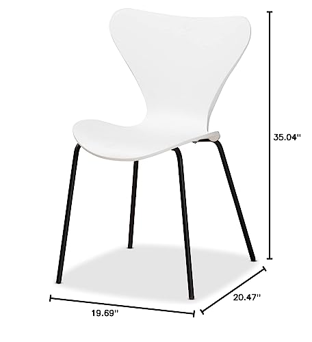 Baxton Studio Jaden Modern and Contemporary White Plastic and Black Metal 4-Piece Dining Chair Set