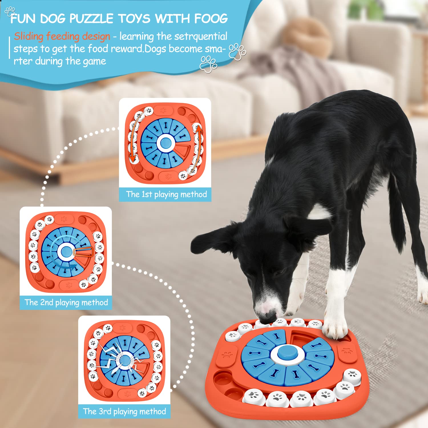 knitly Dog Puzzle Toys for IQ Training & Mental Enrichment, Interactive Dog Toys for Large Medium Small Dogs,Dog Treat Puzzle Dispensing Slow Feeder with Squeaky Design for Training & Fun Feeding