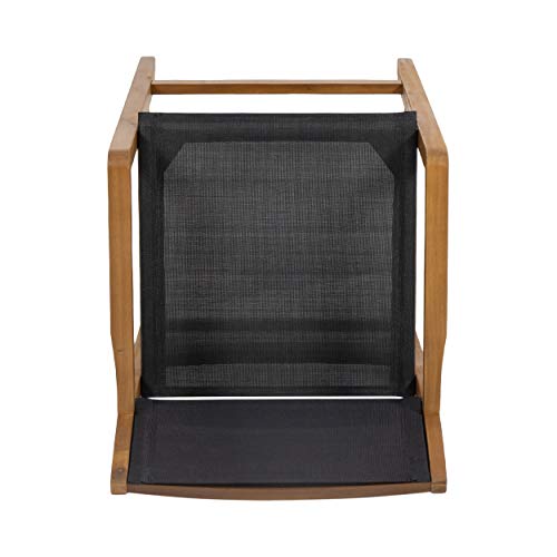 Christopher Knight Home Calista Acacia Wood Barstools with Outdoor Mesh (Set of 2), Teak and Black