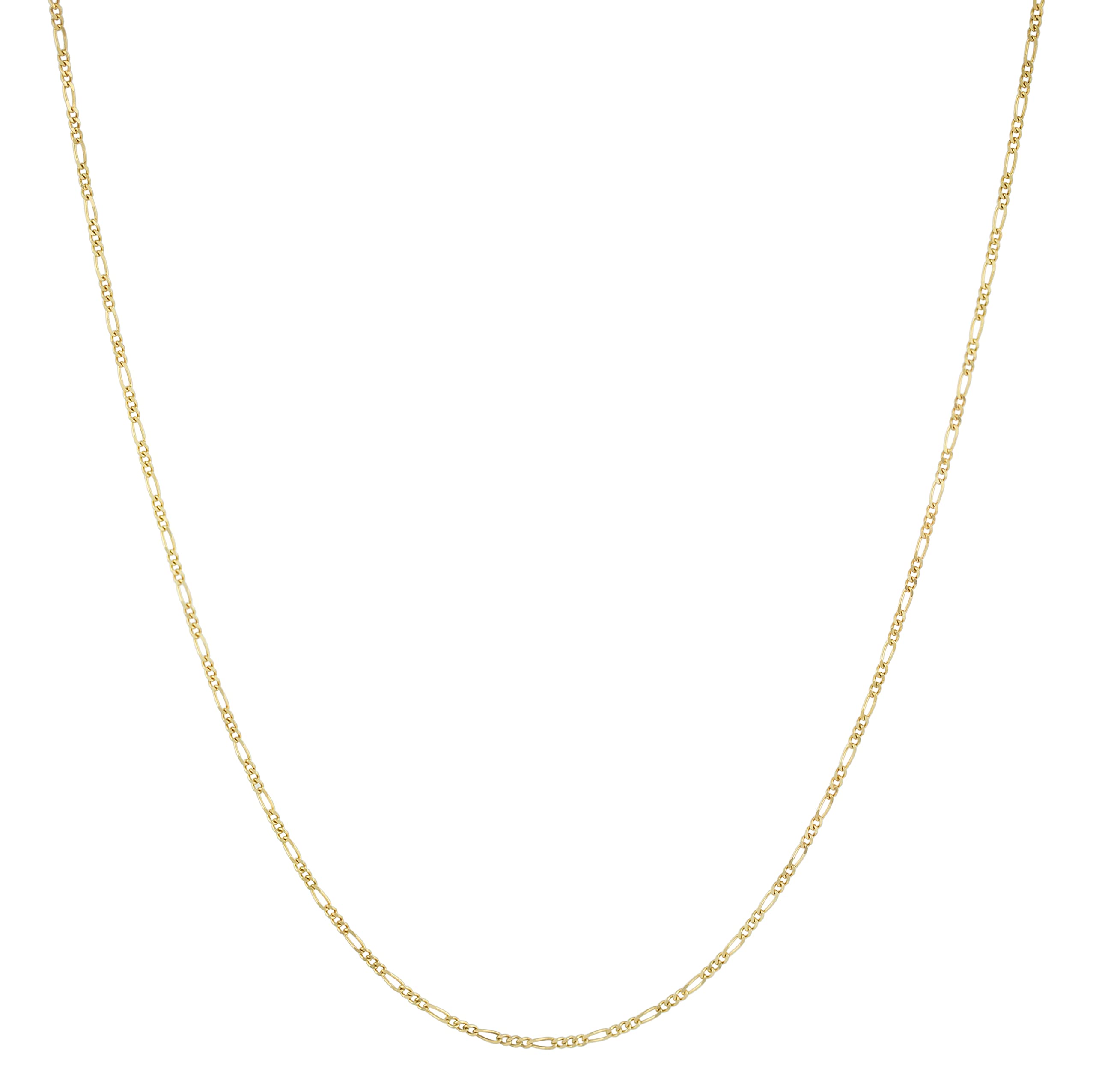BAYAM 1mm Figaro Link Chain Unisex Adult Necklace Real Solid 10K Yellow Gold Jewelry