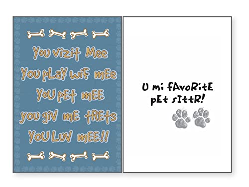Dog Speak Pet Sitter Thank You Cards Three (3) Pack - World's Greatest, Favorite, and Thank You Cards
