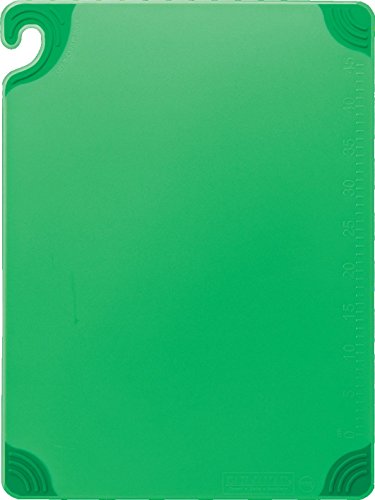 San Jamar Saf-T-Grip Plastic Cutting Board with Safety Hook, 18" x 24" x 0.5", Green