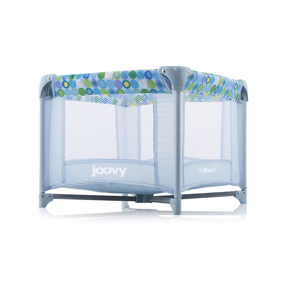 Joovy Toy Room² Playard Baby Doll Playpen Featuring Sturdy Steel Frame and Collapsible Design Allows for Easy Fold for Travel, and Travel Case - Large Enough for 22” Dolls (Blue Dot)