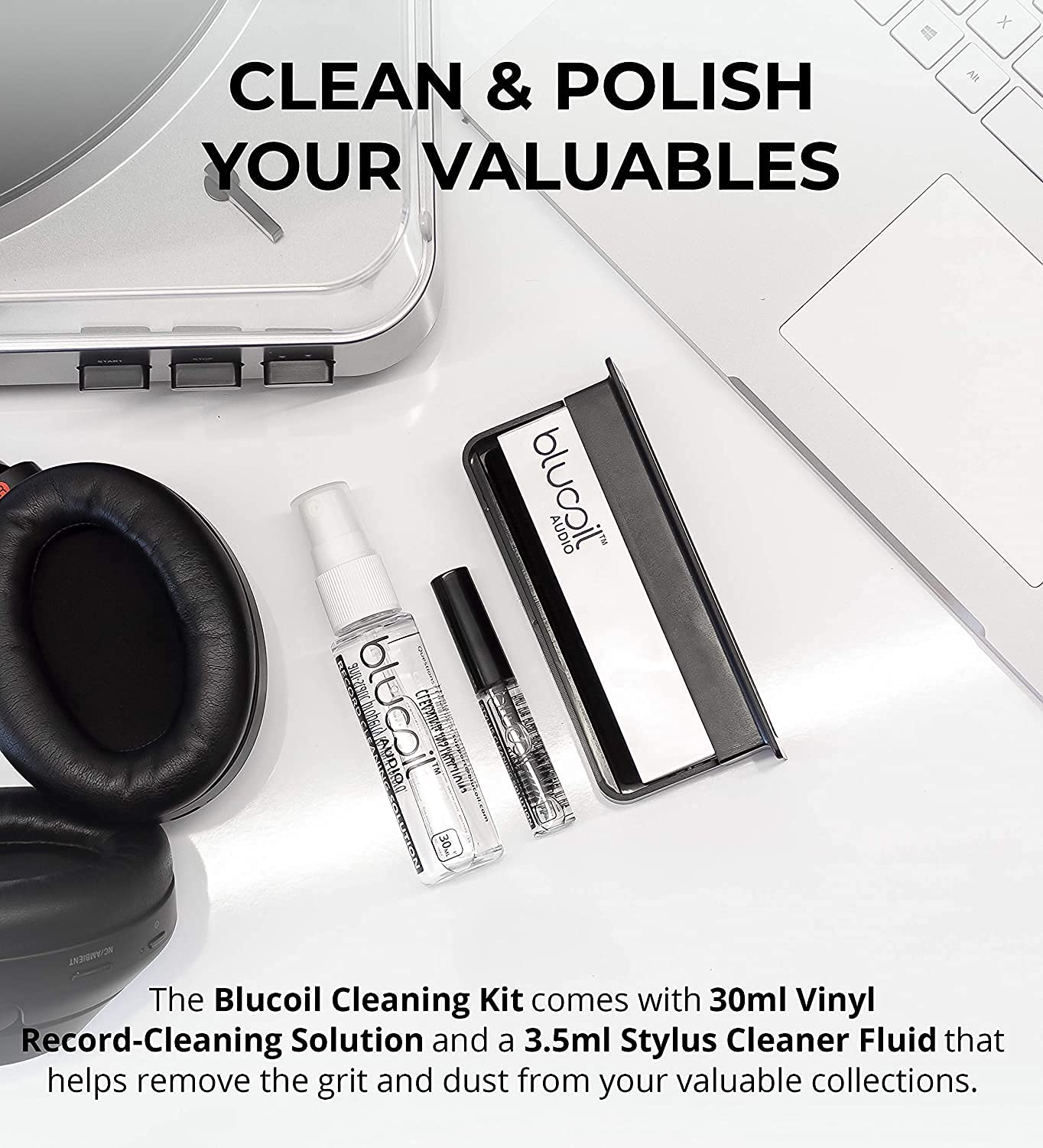 Audio-Technica AT-VM95C/H Turntable Headshell/Cartridge Combo Kit Blue - AT-VM95C Dual Moving Magnet Cartridge and AT-HS6BK Headshell Bundle with Blucoil Vinyl Cleaning Kit